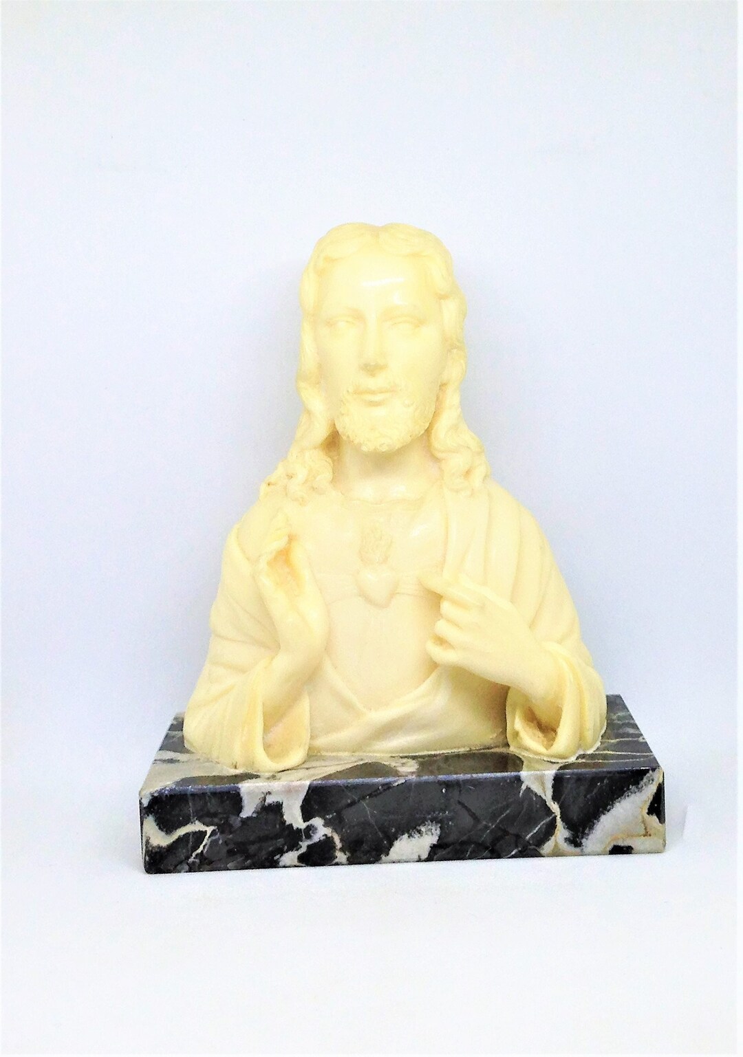 Vintage Jesus Bust, Marble Jesus Bust, Jesus Paperweight, Celluloid ...