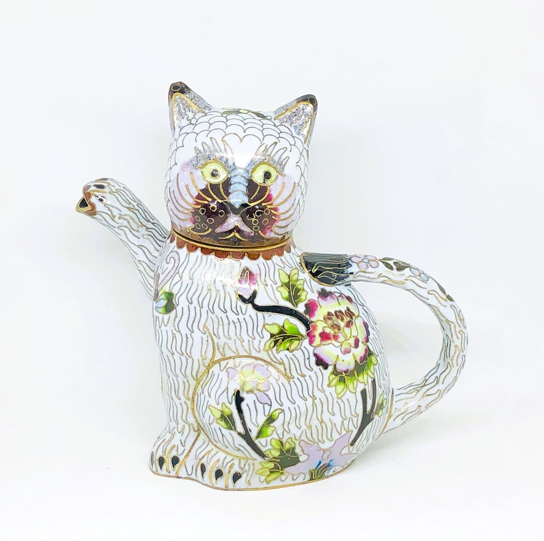 Vintage Cloisonne, Cloisonne Cat, Cat Teapot, Cloisonne Teapot, Asian ...