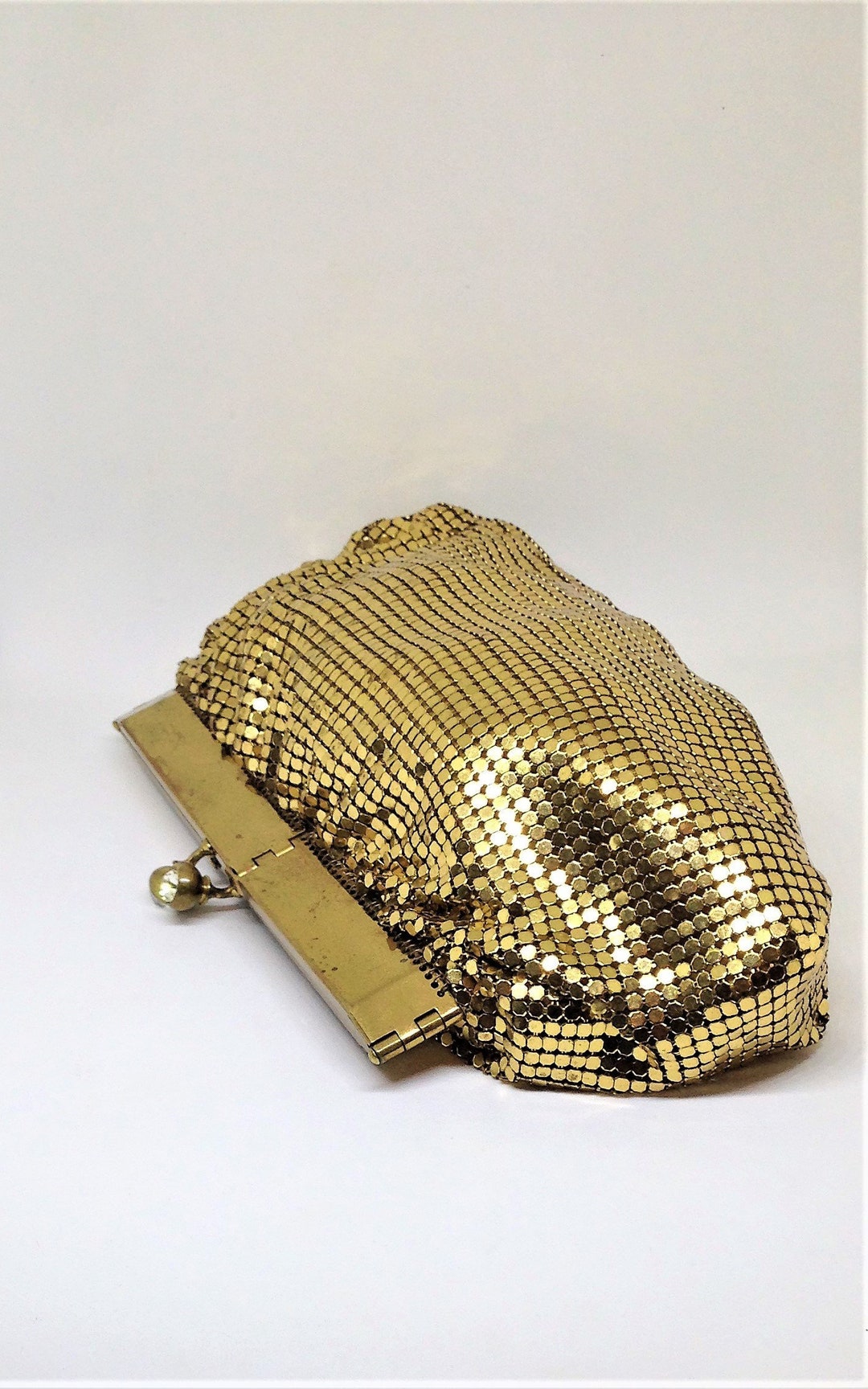 Gold Mesh Clutch, Vintage Mesh Clutch, Mesh Handbag, Diamond Shape Mesh ...