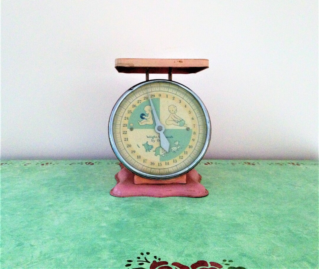 Vintage Baby Scale, Vintage Pink Scale, 30 Pound Scale, Pink Scale ...