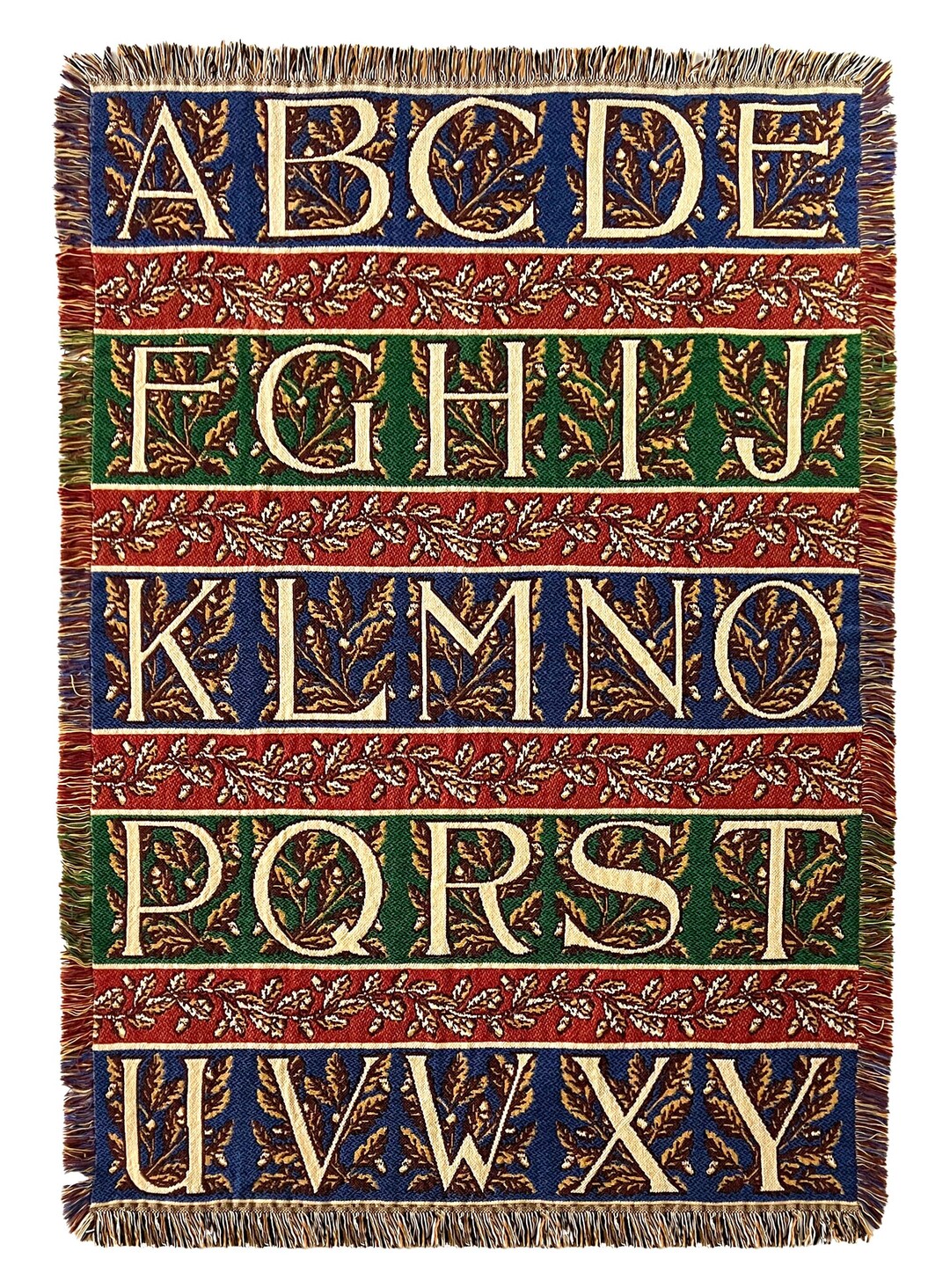 Alphabet Cotton Vintage Woven Throw, Oak and Acorn Cotton Blanket Throw ...