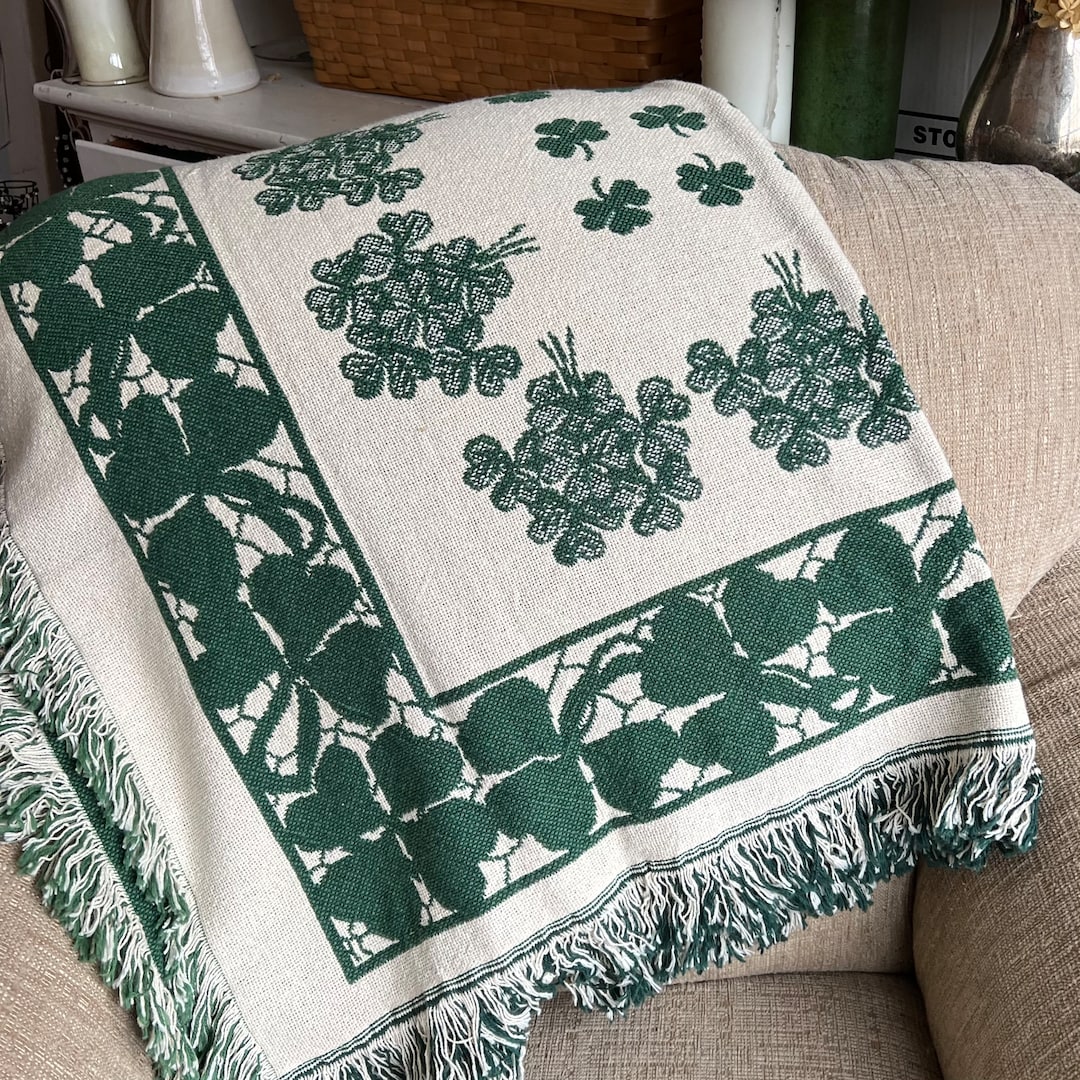 Shamrock Woven Throw, Irish Cotton Throw, St. Patrick's Day Throw ...
