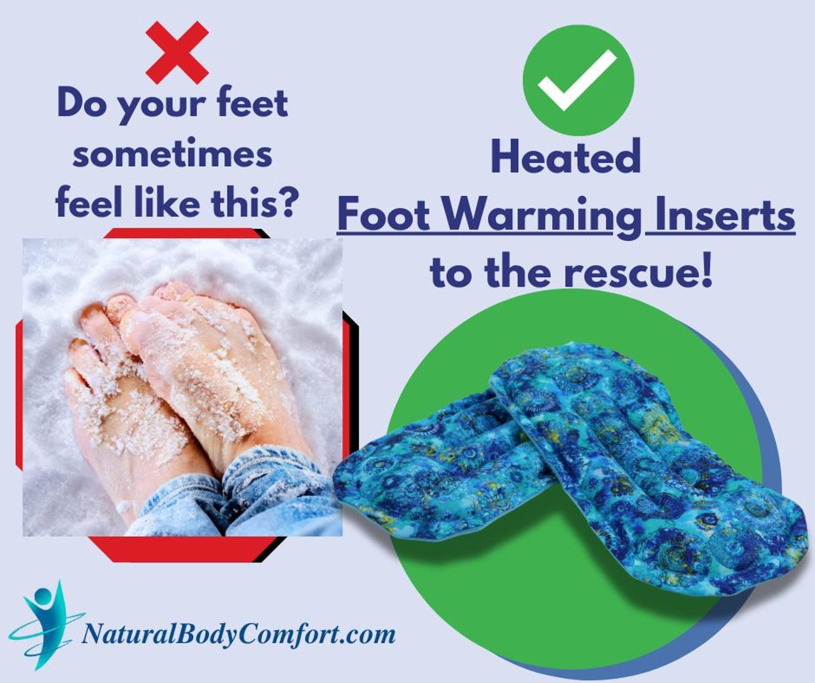 Microwavable, Foot Warmer Inserts for Slippers or Socks. Reusable, Heat ...