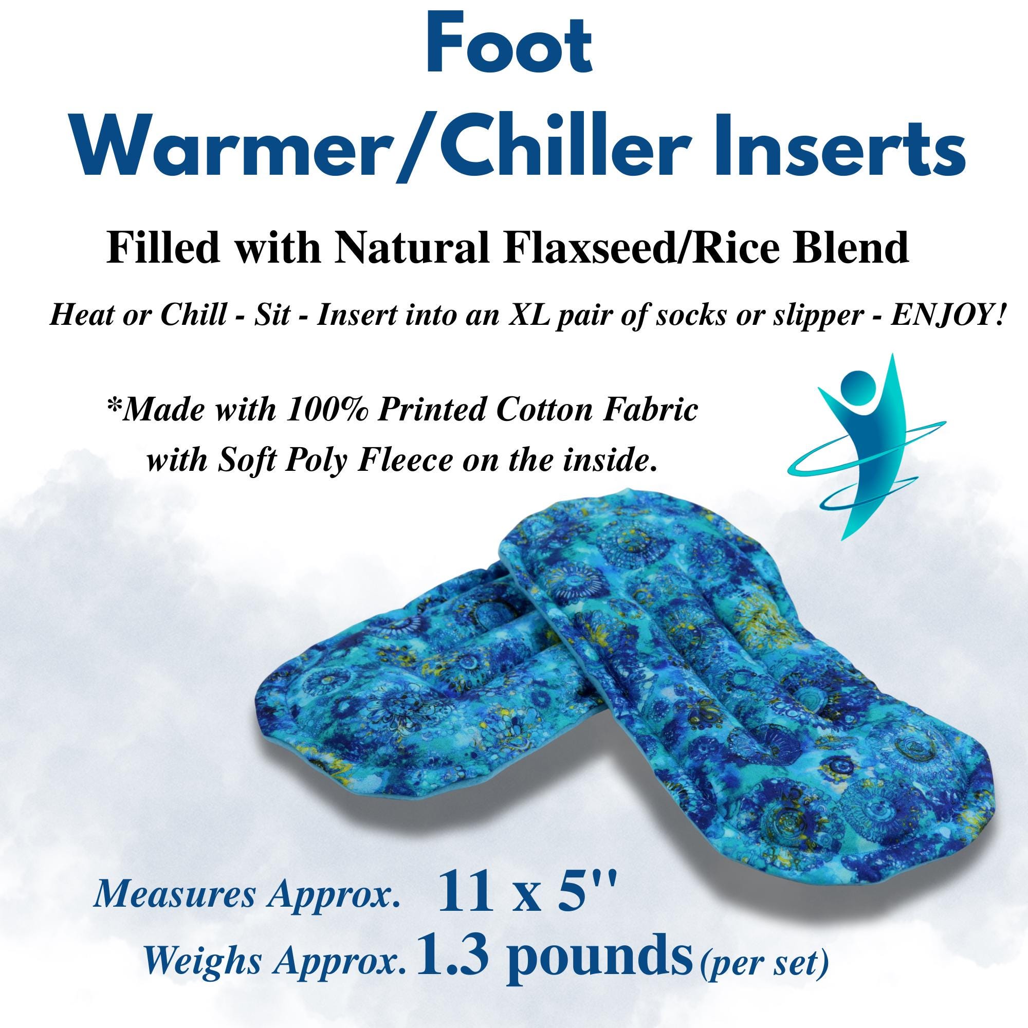 Microwavable, Foot Warmer Inserts for Slippers or Socks. Reusable, Heat ...