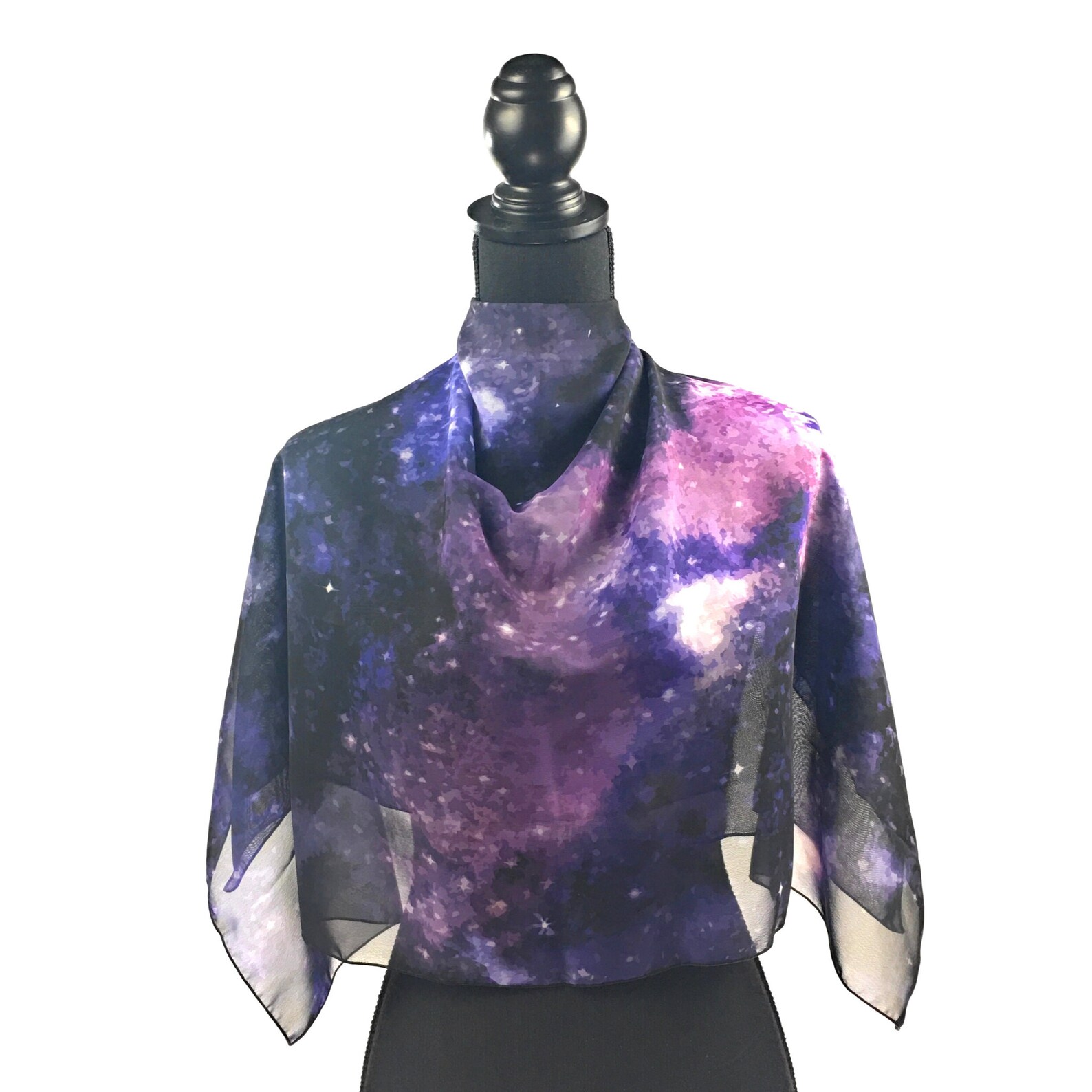 Celestial Galaxy Scarf / Sheer Chiffon Shawl Cape / Witchy Scarf ...