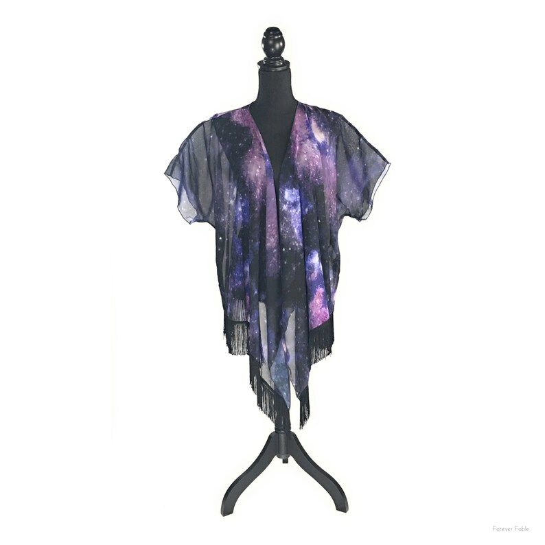 Galaxy Kimono / Sheer Chiffon Kimono Robe / Celestial Nebula Stars ...