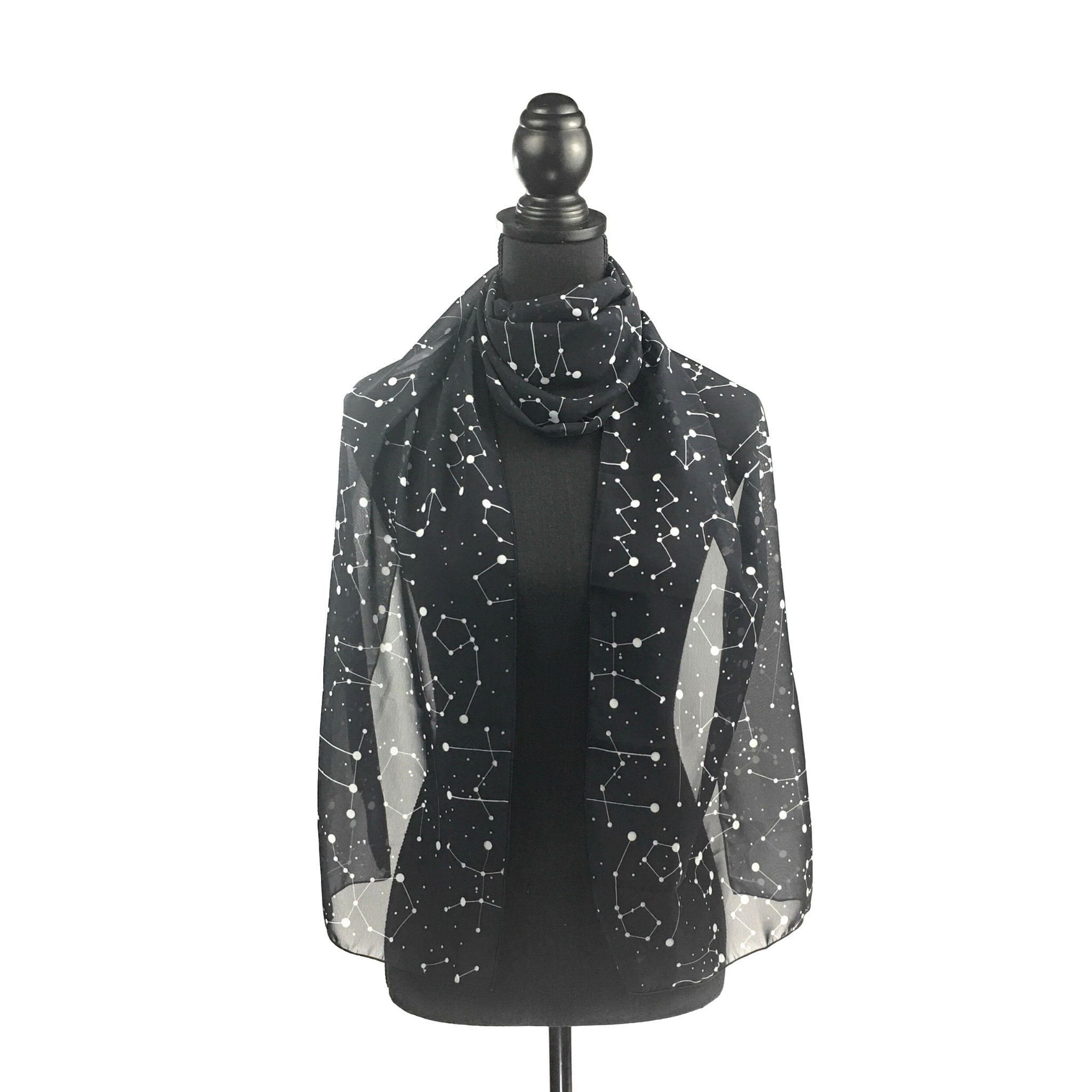 Zodiac Constellation Scarf / Sheer Chiffon Shawl / Stars Galaxy ...