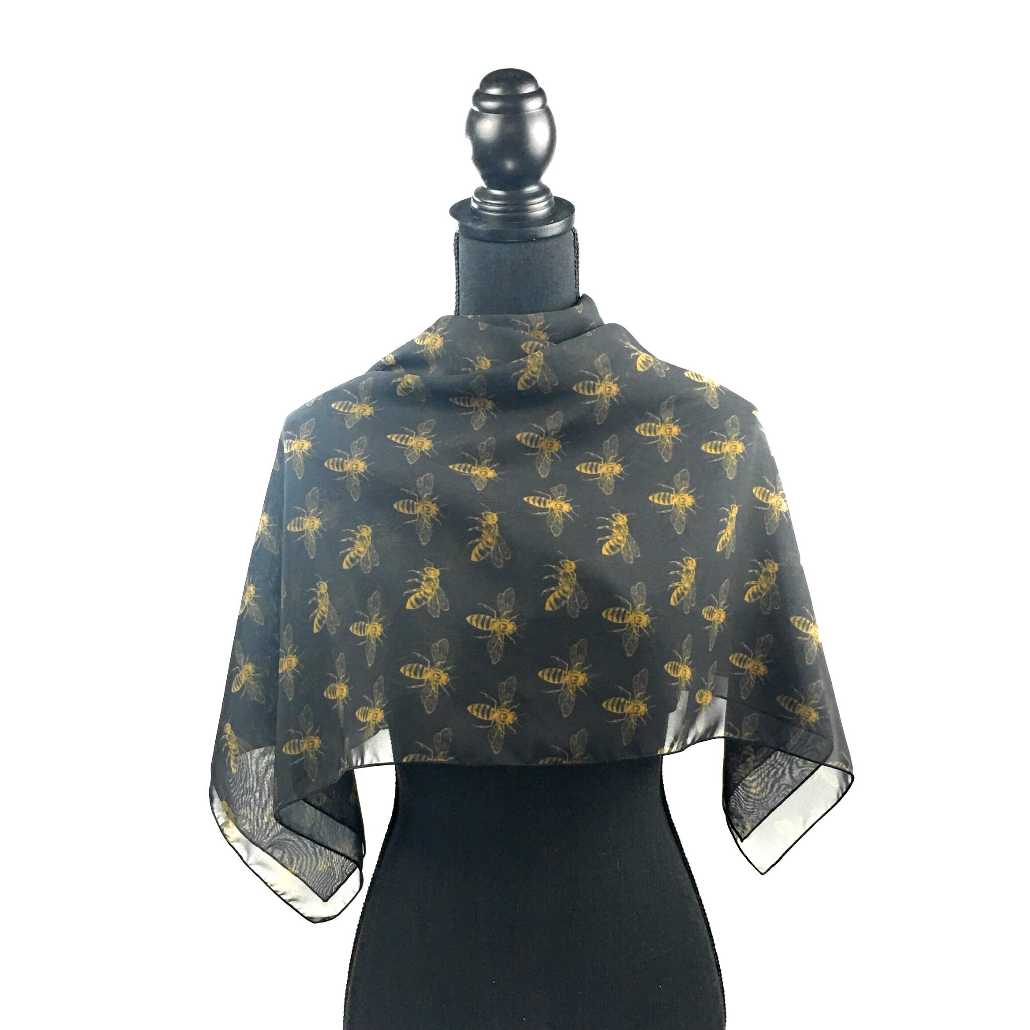 Save the Bees Scarf / Sheer Chiffon With Bumblebees / Oversized Scarf ...