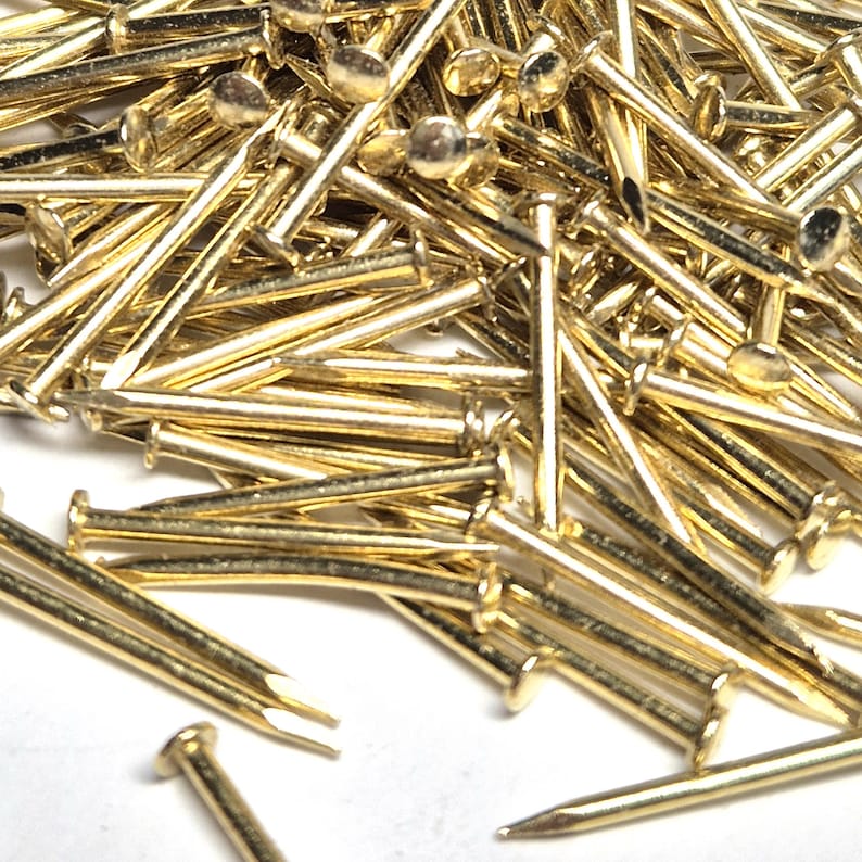Solid Brass Nails #18 X 5/32" - 1" (1.2 X 4-25mm) Round Head, Golden ...