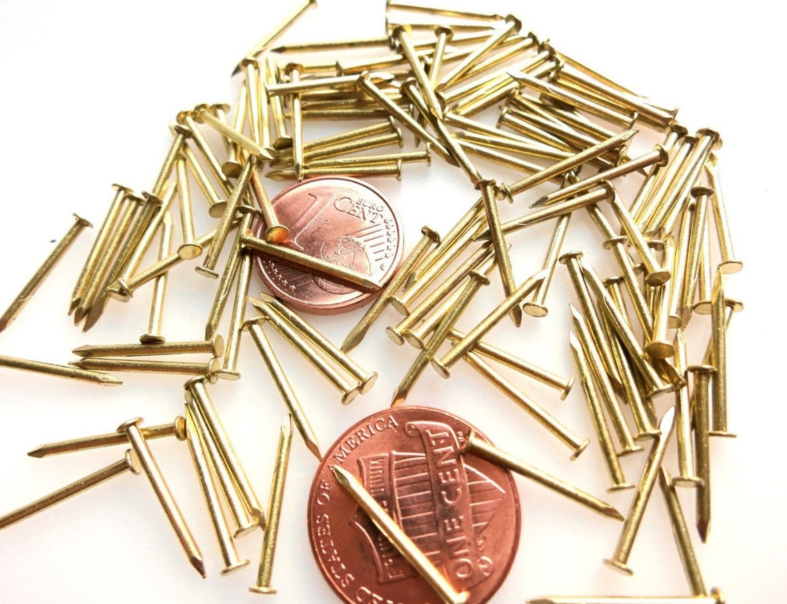 Brass Small Tack Nails Brad Escutcheon Pins: 8-17mm X 1.2mm | Etsy