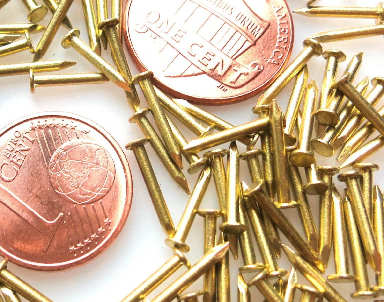 Brass Small Tack Nails Brad Escutcheon Pins: 8-17mm X 1.2mm | Etsy