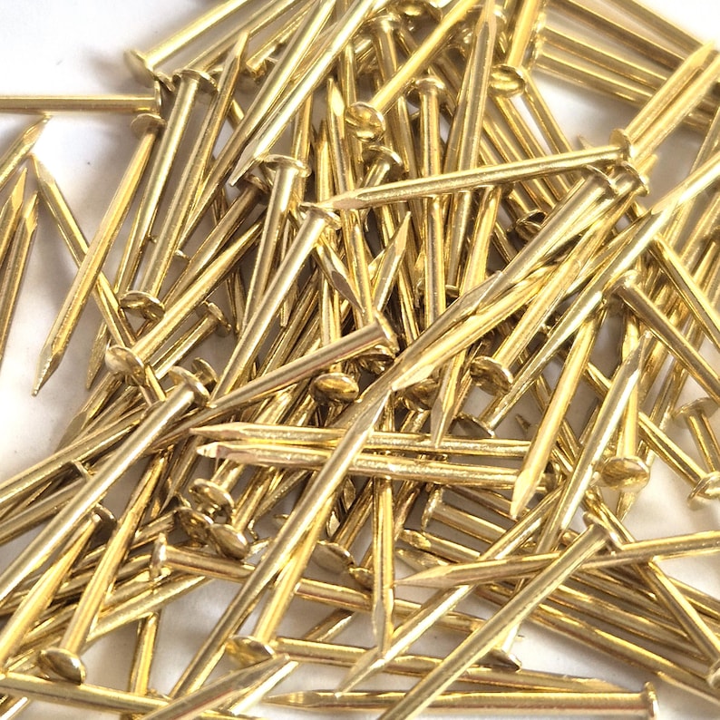 Solid Brass Nails #18 X 5/32" - 1" (1.2 X 4-25mm) Round Head, Golden ...
