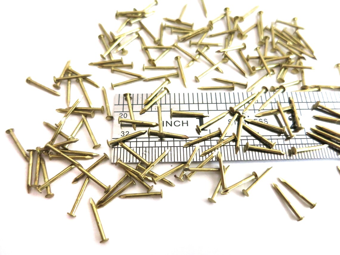Solid Brass Tiny Nails 4-25mm (3/16" - 1") Tack Nails, Brads, Rivets 1 ...