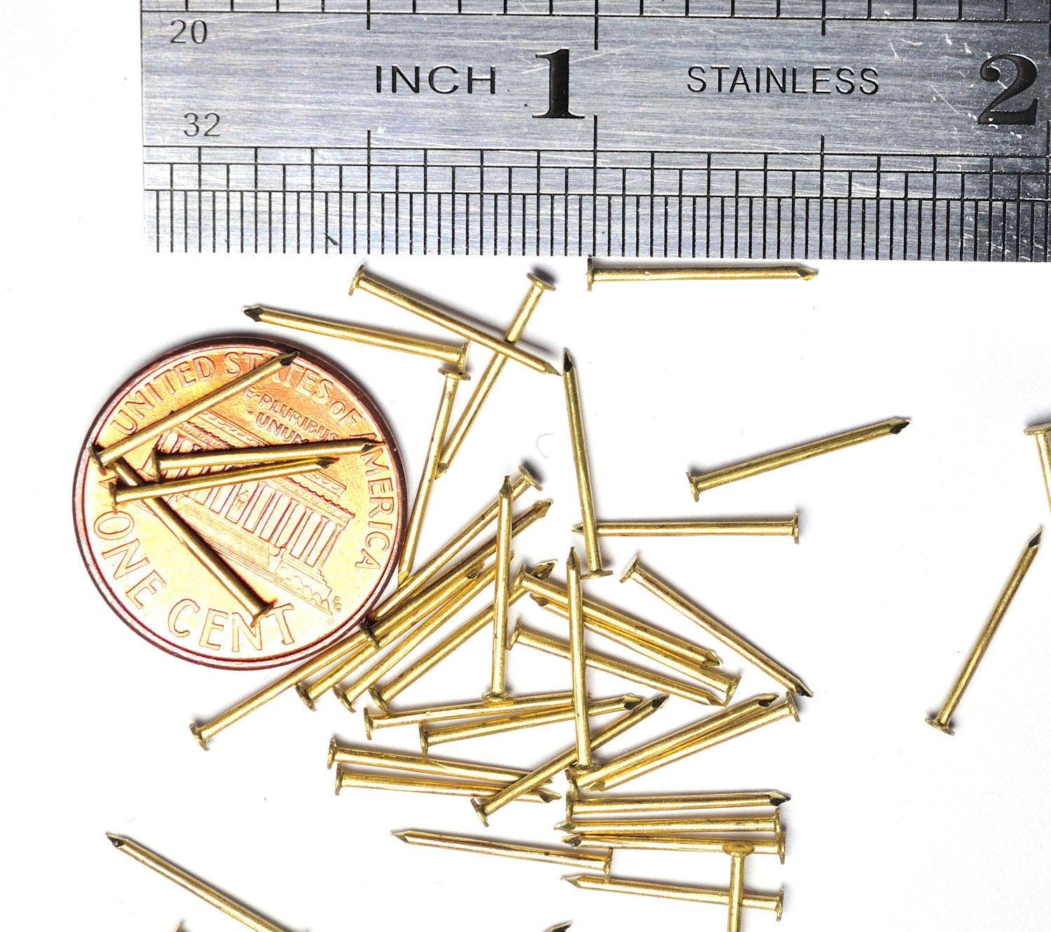 Solid Brass Small Tiny Nails Tacks Brads Pins. Precise | Etsy