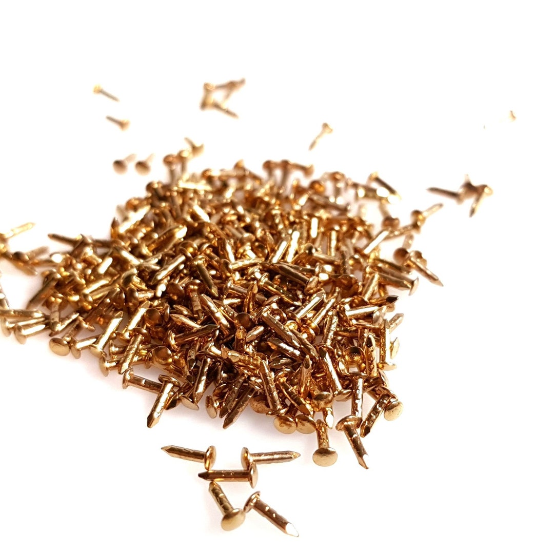 300pcs 5mm, 0.2", 7/32" Long 24K Gold Plated, Gold Escutcheon Pins ...