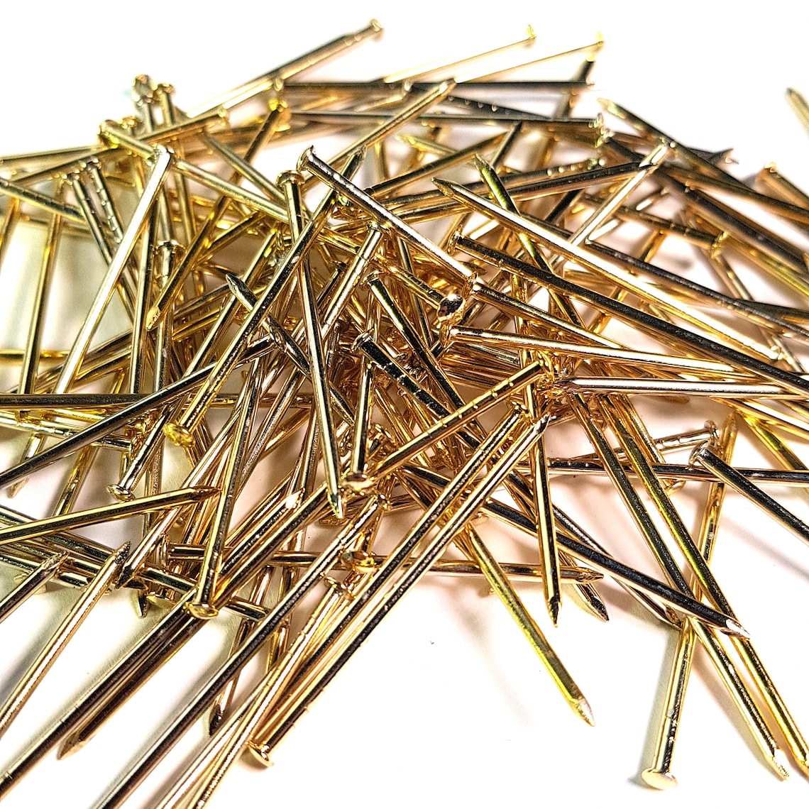 500pcs #17x3/8" 1,4 X 10mm Escutcheon Pins Nails, Brass Plated, Golden ...