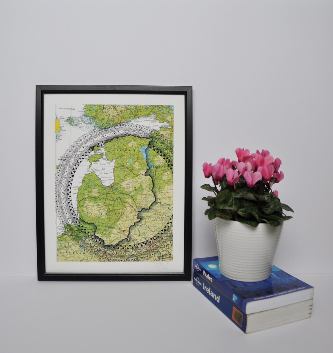 Illustrated Map of the Baltic States, Lithuania, Estonia, Latvia. Map ...