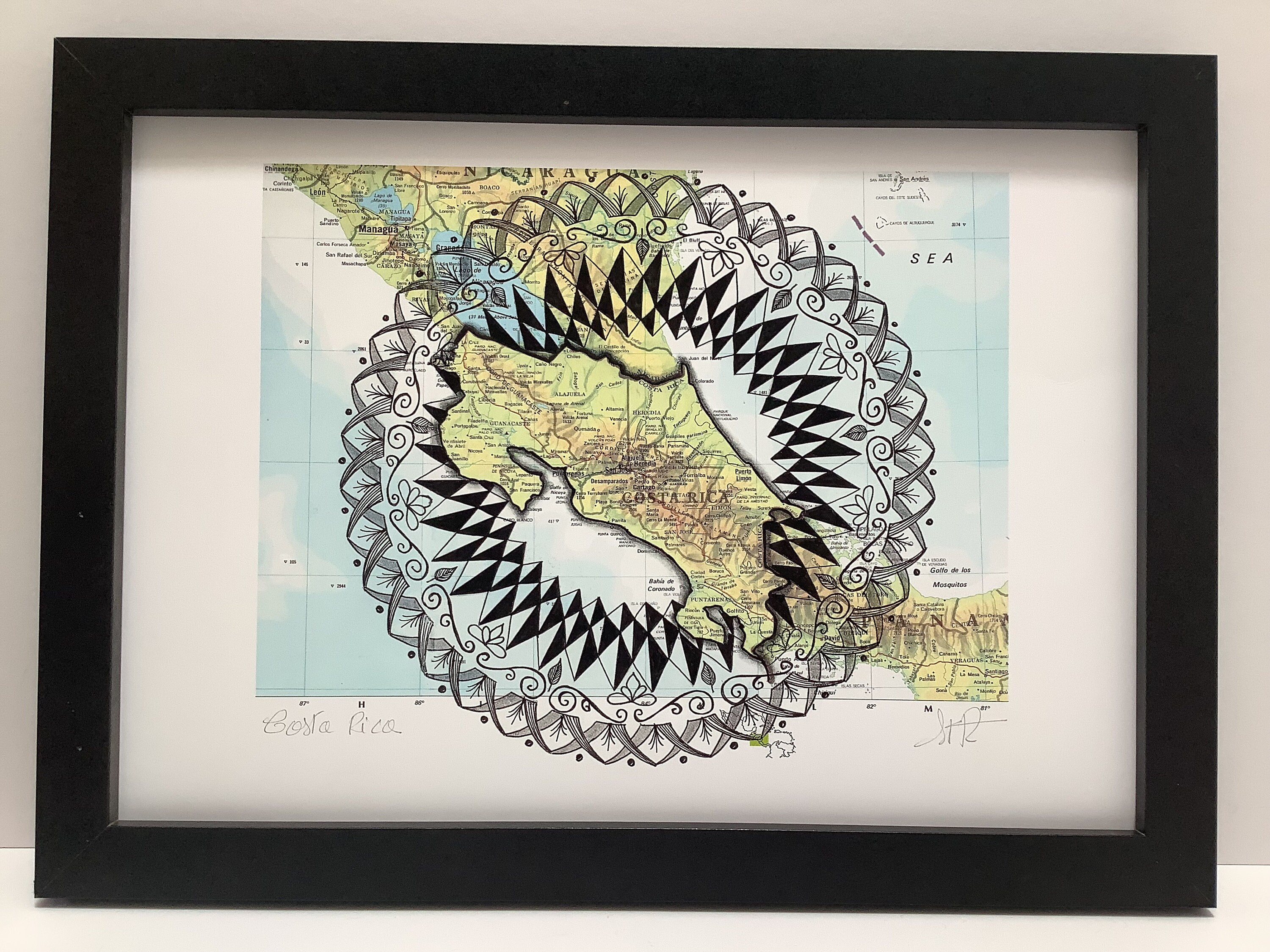 Illustrated Map of Costa Rica, Central America. Print. Embellished With ...