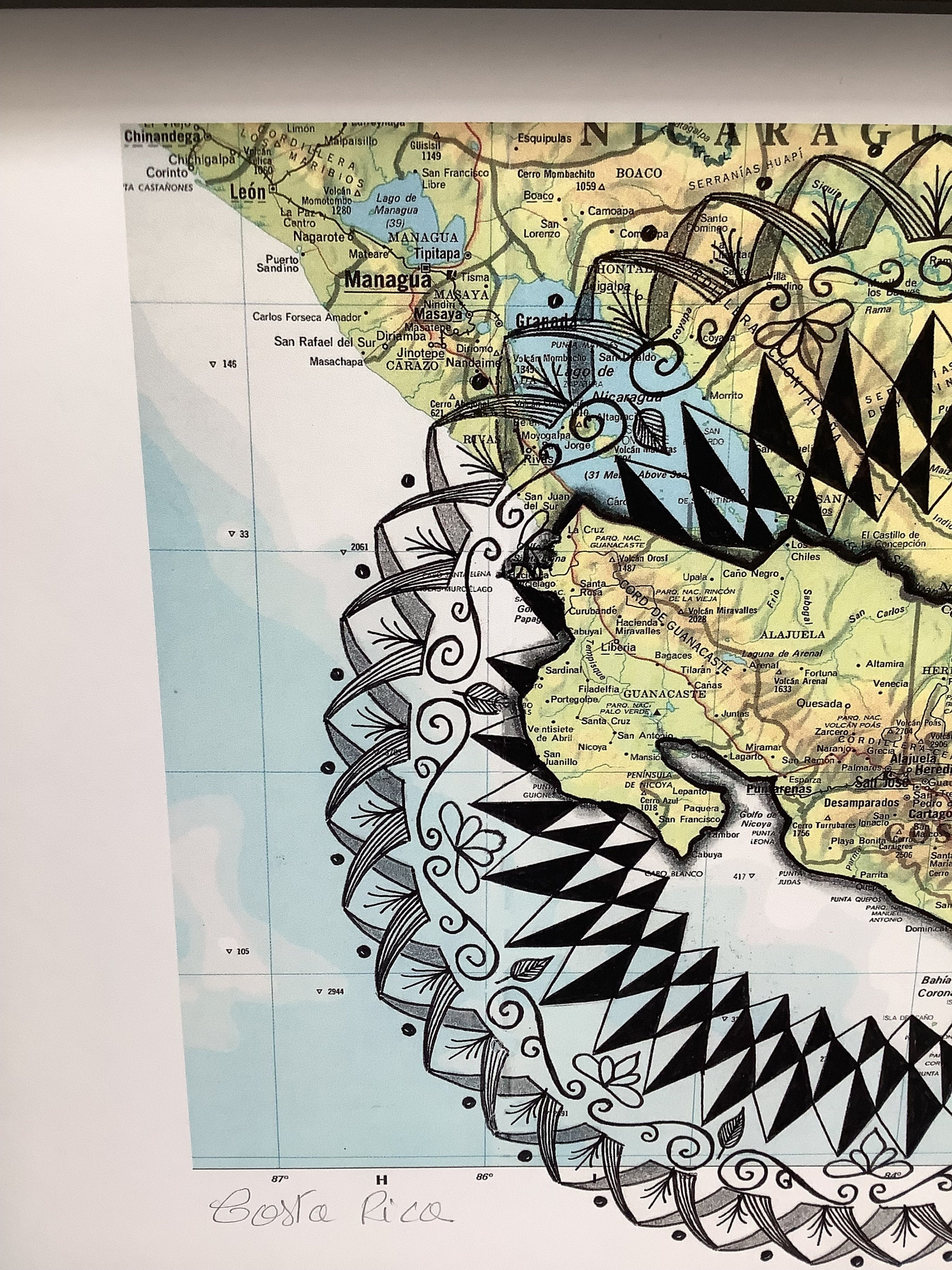 Illustrated Map of Costa Rica, Central America. Print. Embellished With ...