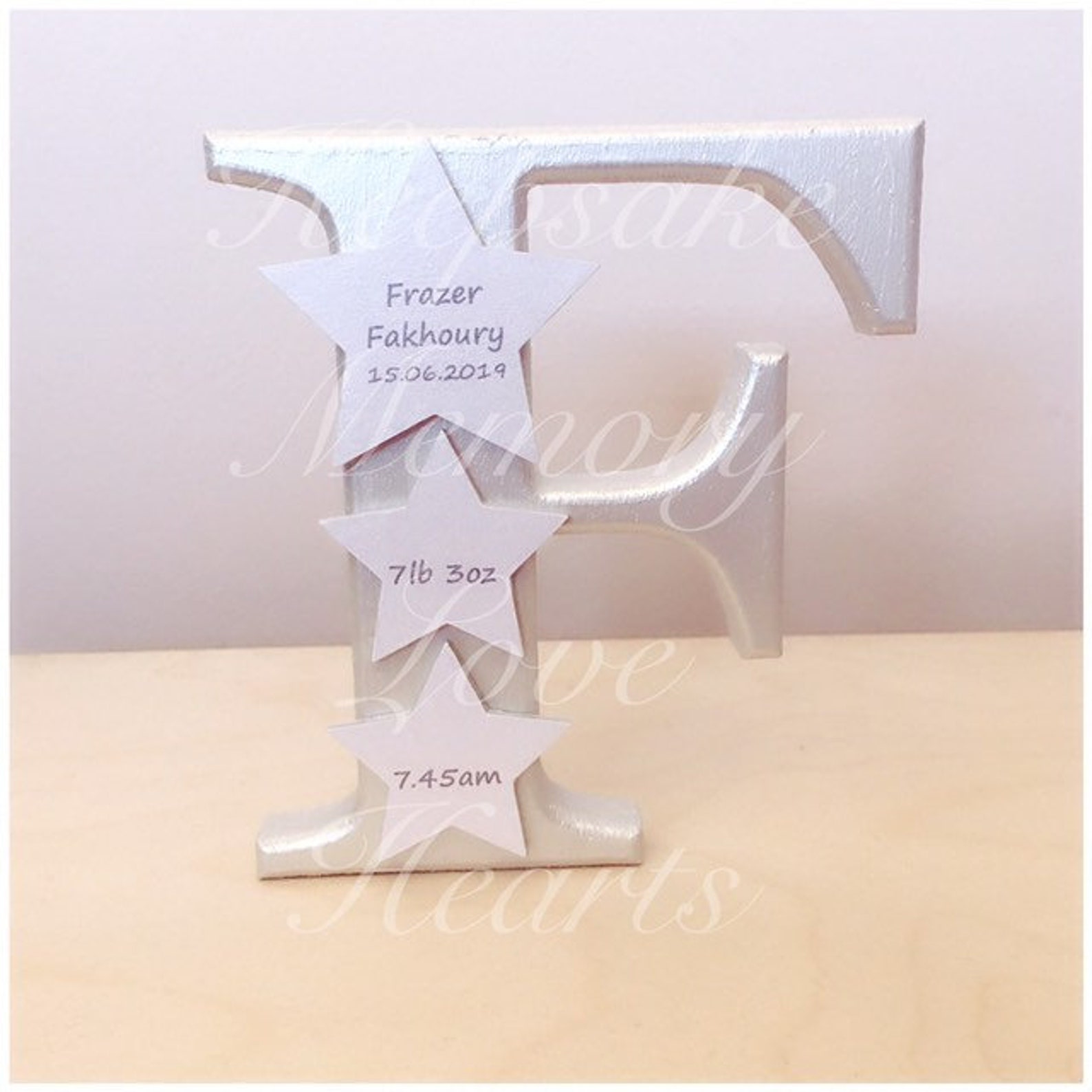 15cm Freestanding Letter With Birth Details - Etsy