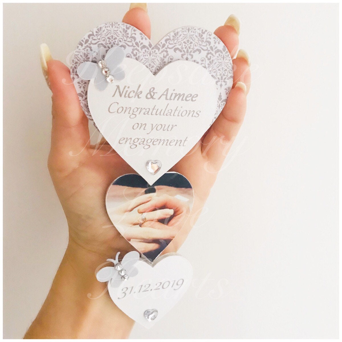 Engagement Gift Personalised Wooden Heart Magnet | Etsy