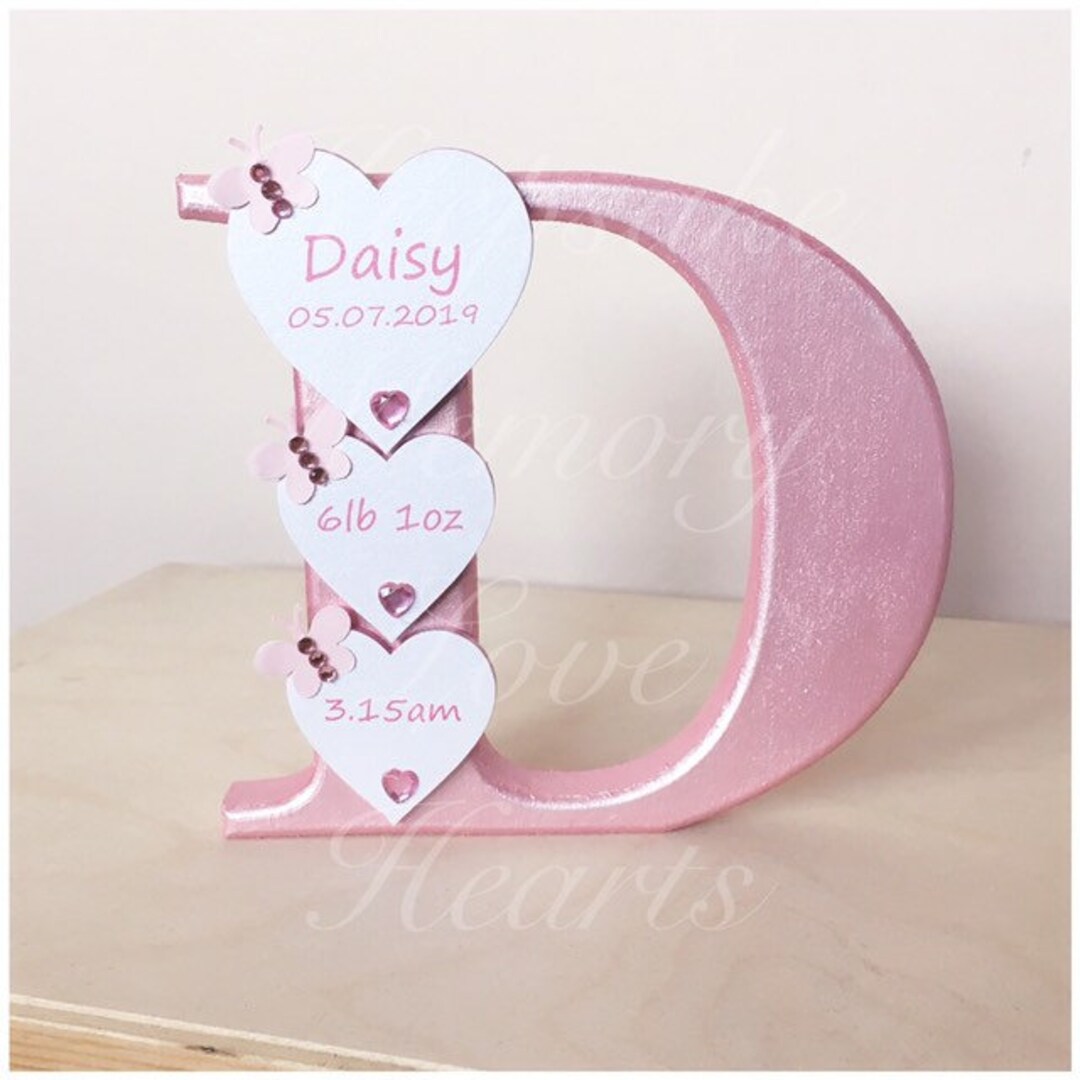 15cm Freestanding Letter With Birth Details - Etsy