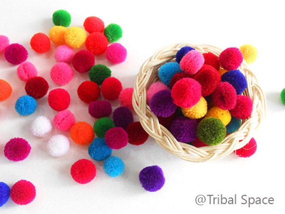 Mini Yarn pom pom Mixed colorsColorfulGarland partyCraft | Etsy
