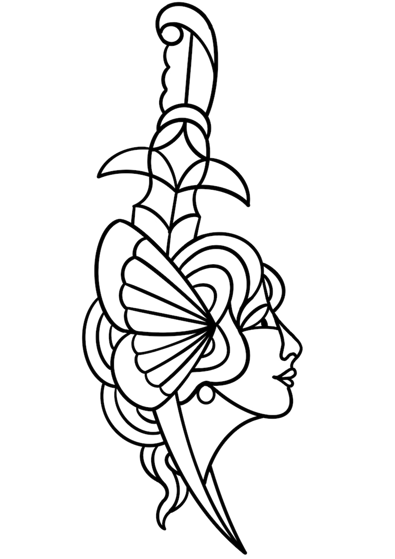 Girl in Dagger Stained Glass Pattern (for Hobby Use) - Etsy