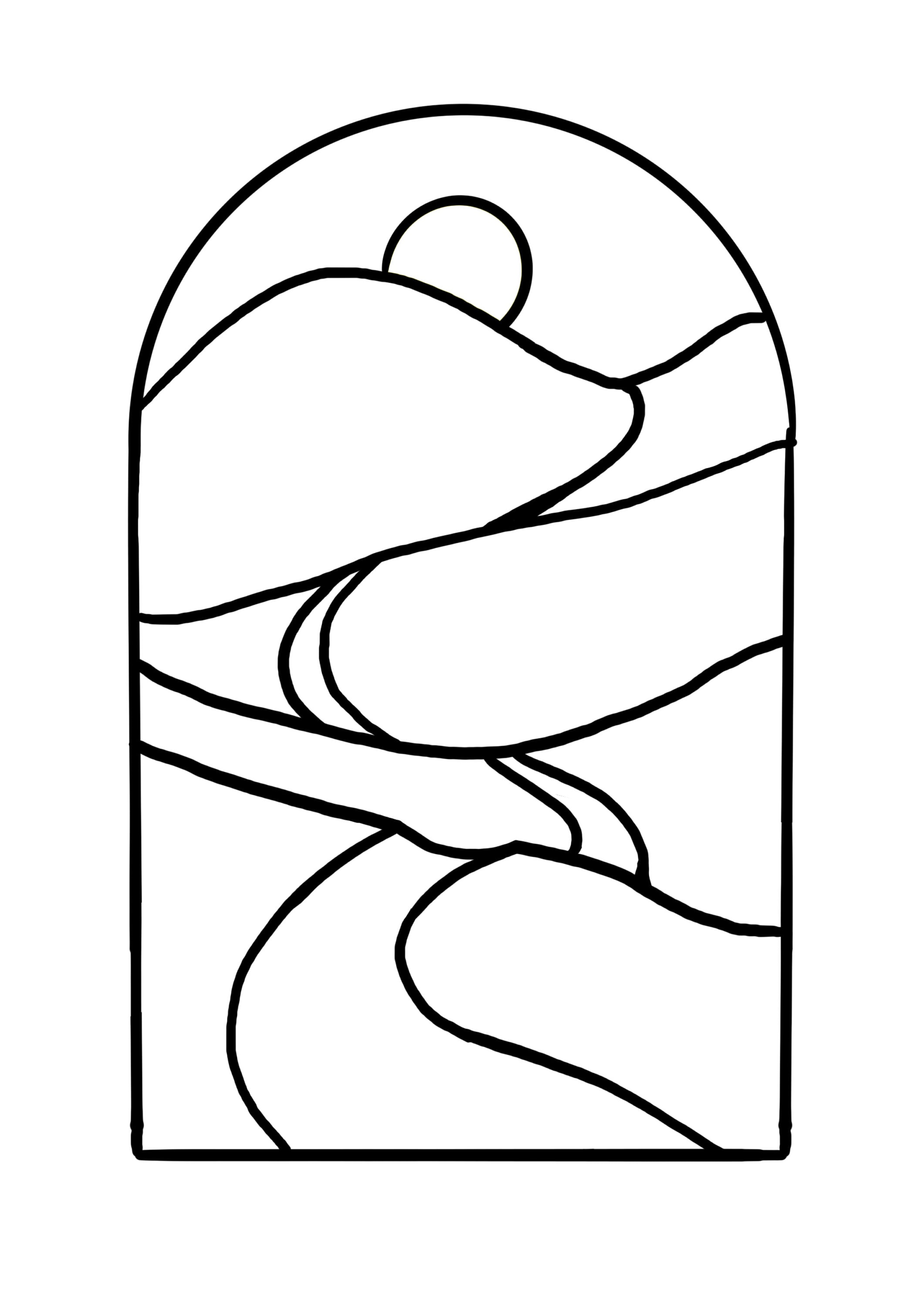 Hillside Path Stained Glass Pattern for Hobby Use - Etsy