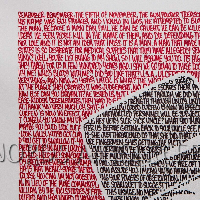 V for Vendetta Word Art Print - Etsy