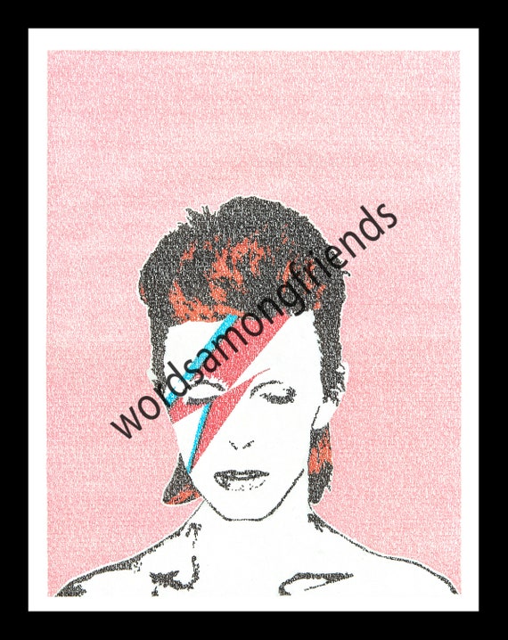 David Bowie as Ziggy Stardust Word Art Print - Etsy