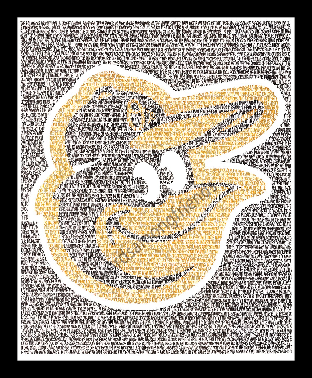 Baltimore Orioles Word Art - Etsy