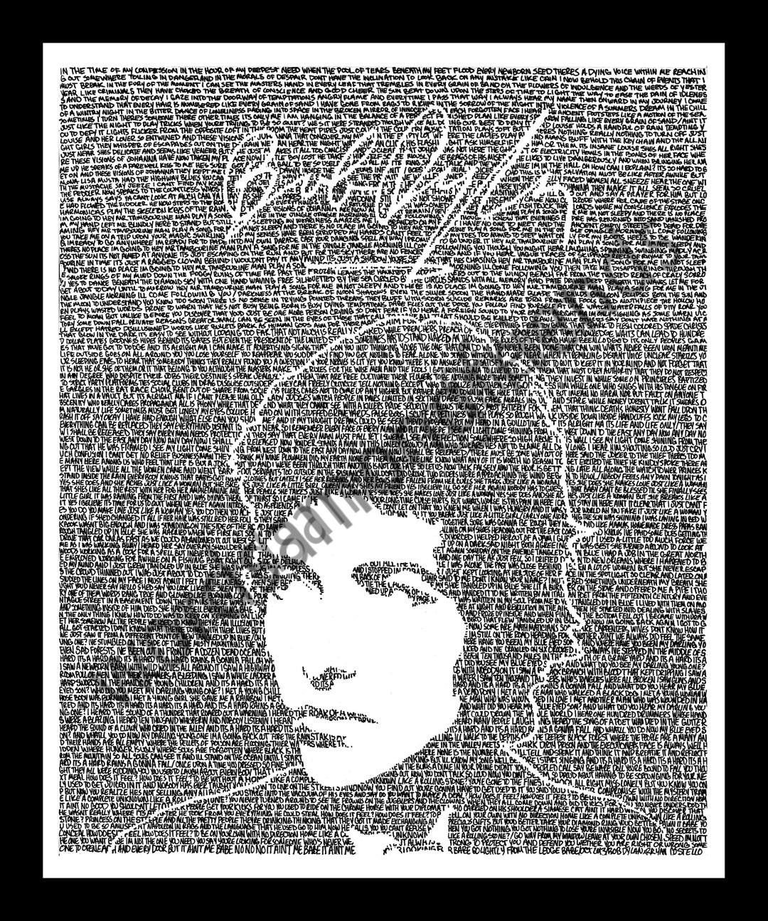 Bob Dylan Word Art Print - Etsy