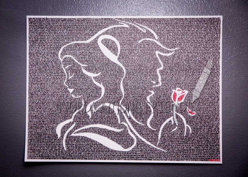 Beauty and the Beast word art print | Etsy