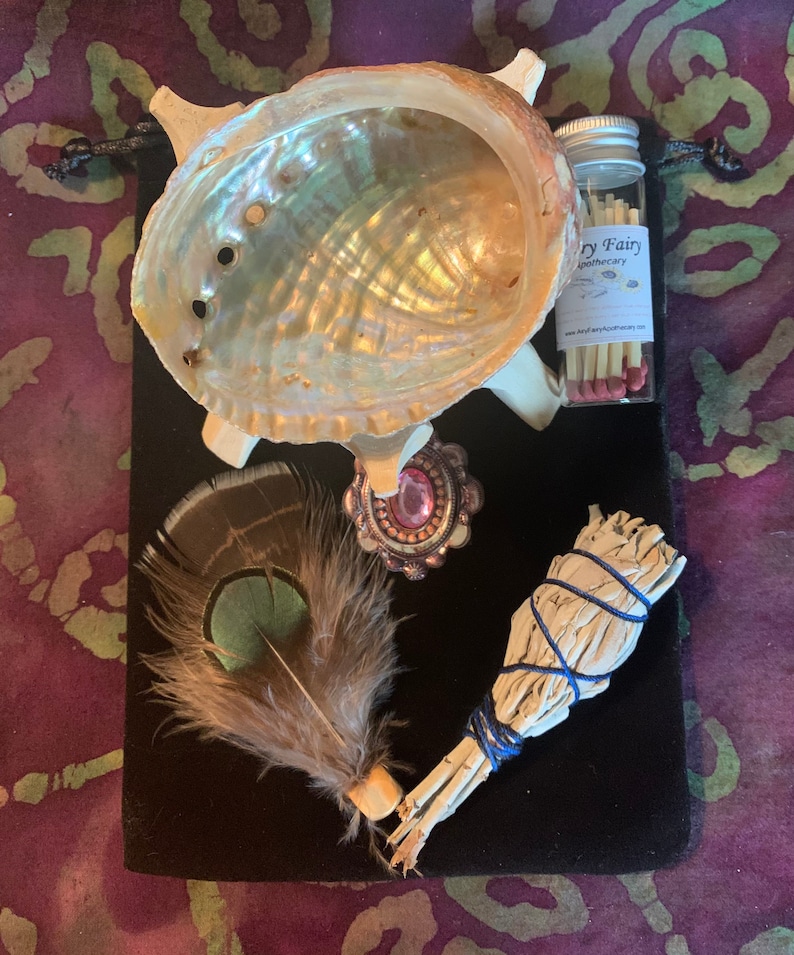 Travel Smudge Kit Smoke Cleansing Abalone Shell White Sage - Etsy