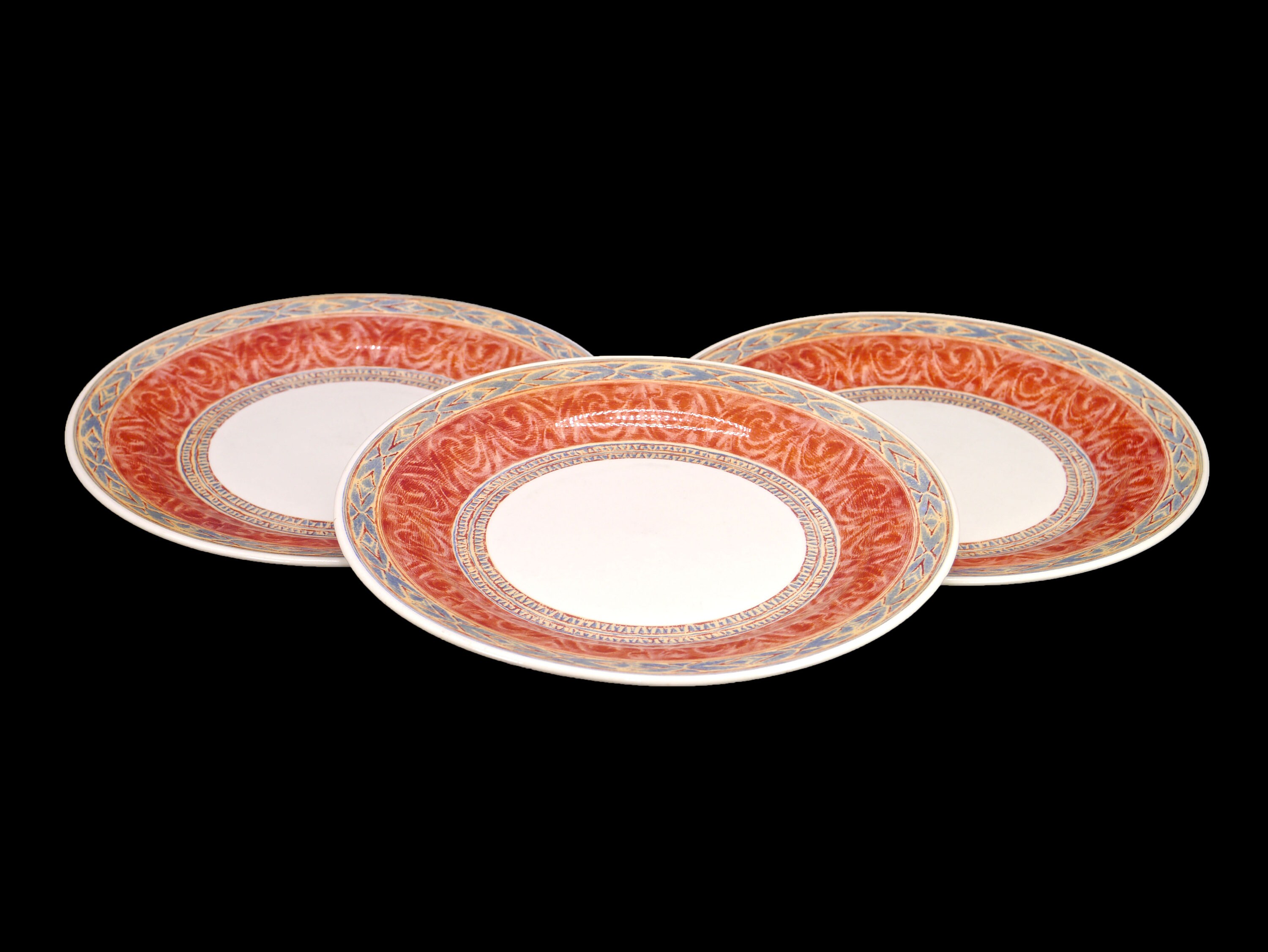 Three Churchill China Zarand dinner plates. Jeff Banks Ports of Call ...