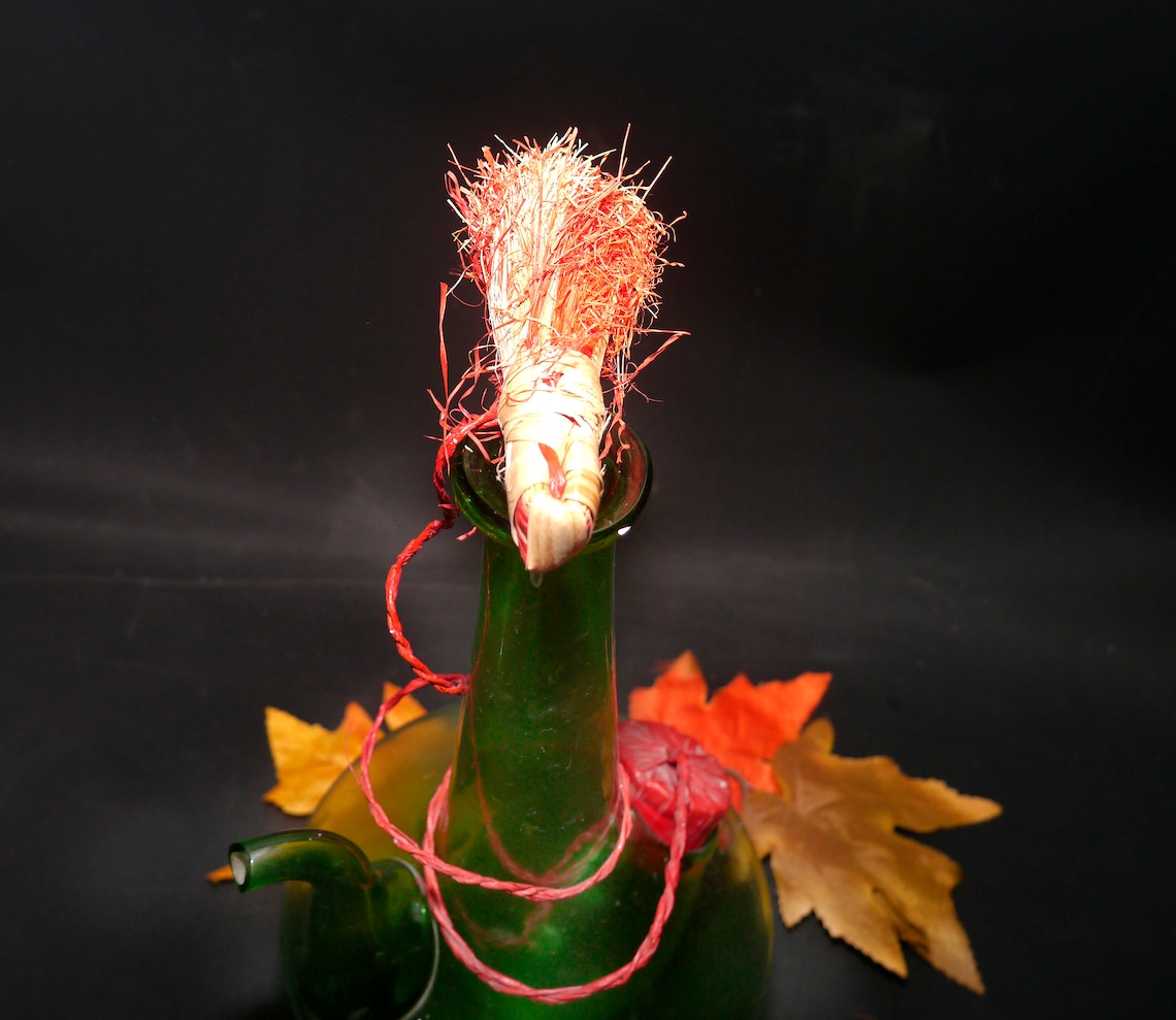 Mid-century Italy Green Glass Fiasco Wine Bottle Decanter With - Etsy ...