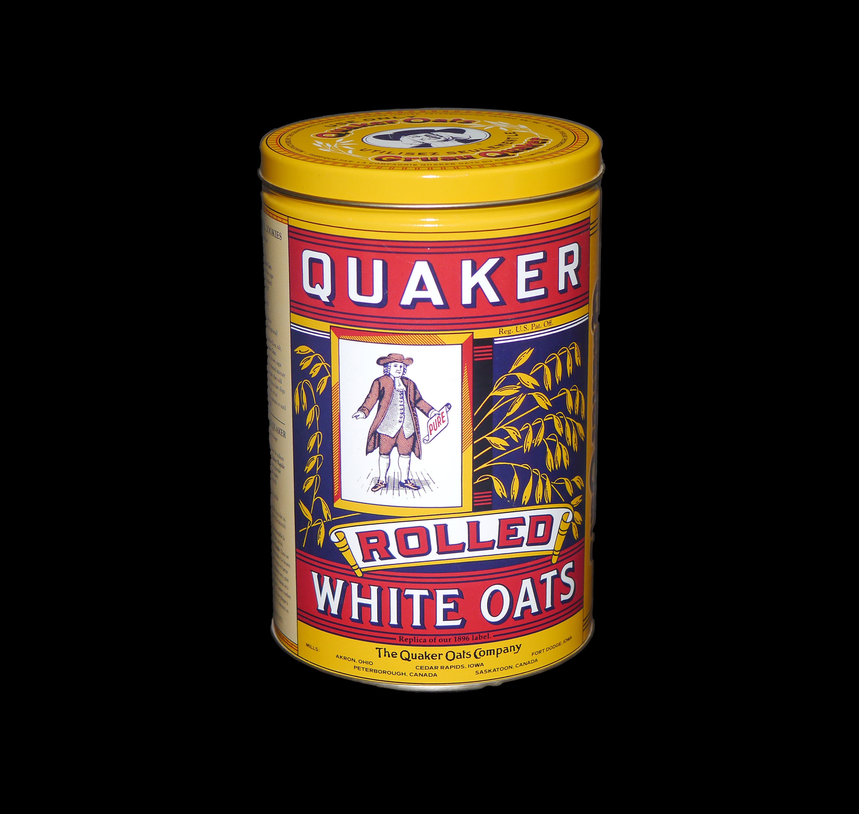 Quaker Oats Rolled White Oats bilingual recipe tin. Recipe for making ...