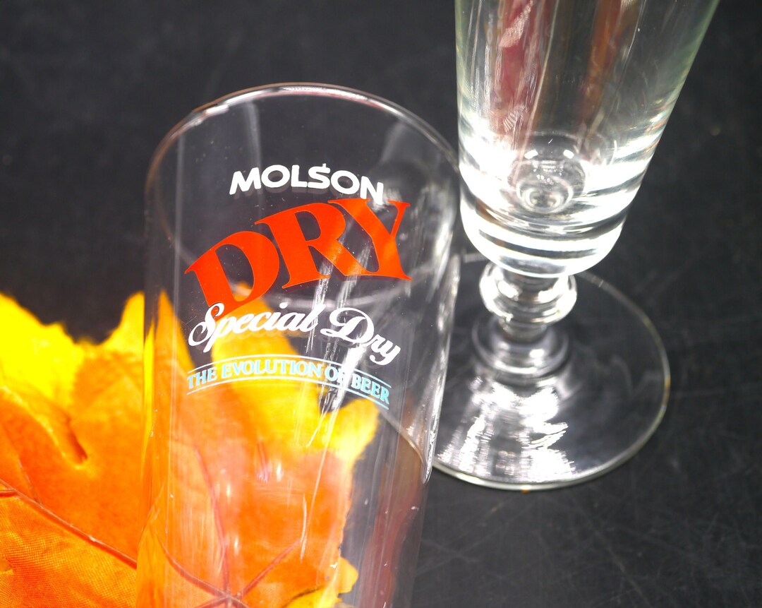 Pair of Molson's Dry Special Dry "the Evolution of Beer" Stemmed ...
