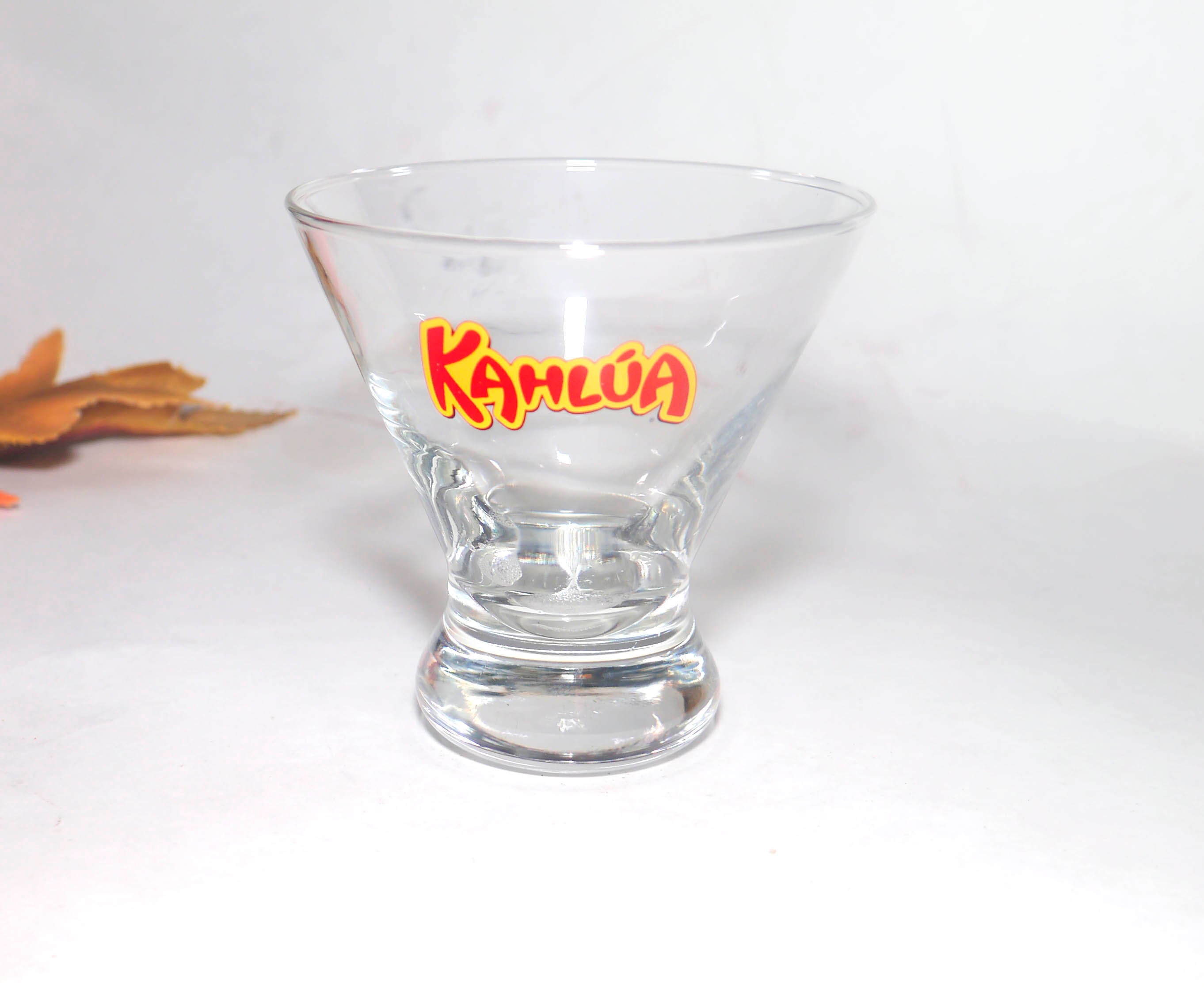Kahlua cocktail glass. Etched-glass branding, weighted base.
