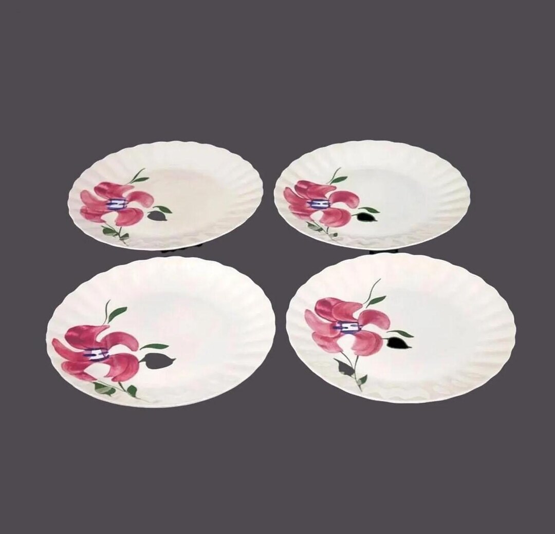 Vintage Blue Ridge Southern Potteries Luncheon Plates. Red Flowers ...
