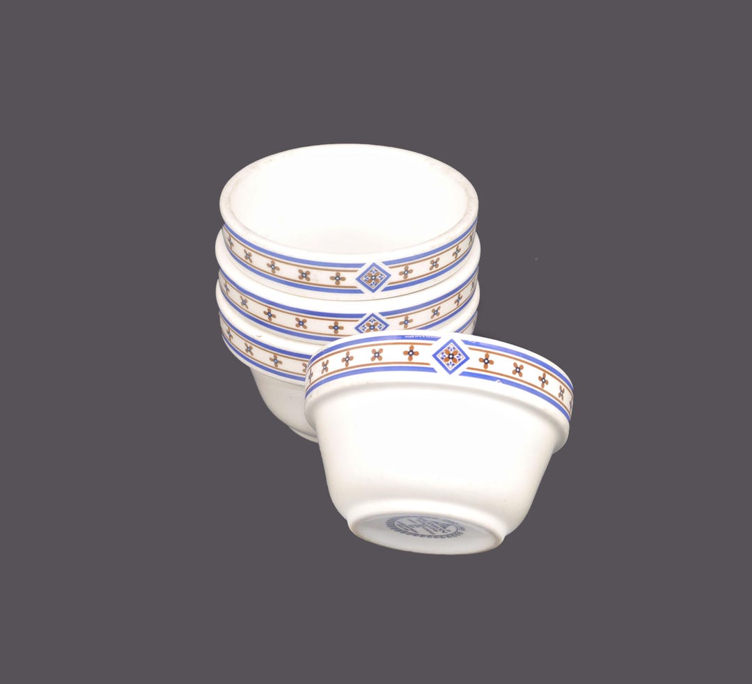 Four Dudson Dipping Bowls, Sauce Bowls, Dessert Bowls. Blue and Brown ...
