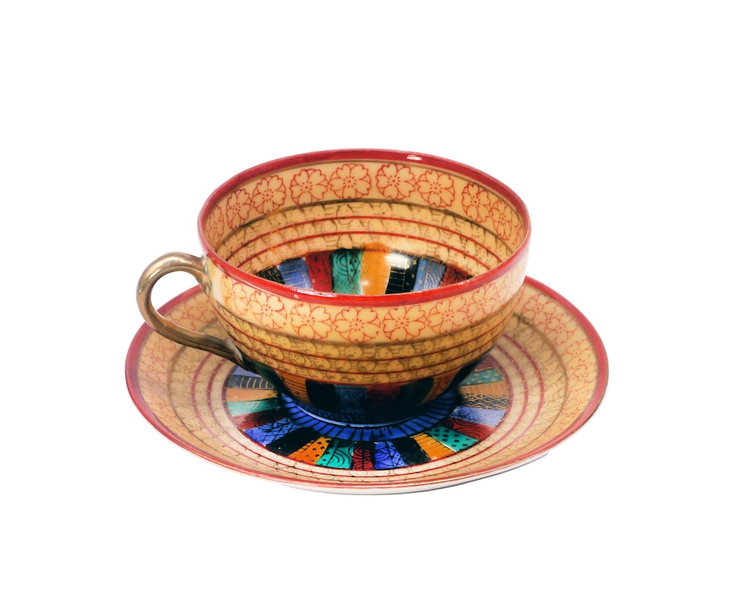 Chikaramachi Hand-painted Nippon Thousand Faces Imari Cup and Saucer ...