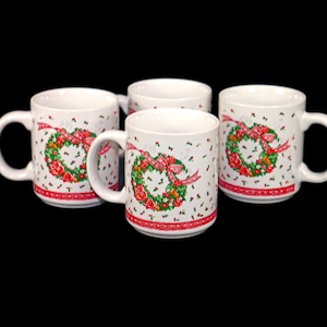 Four Himark Victorian Wreath 16-3005 Boxed Christmas Stoneware Coffee ...