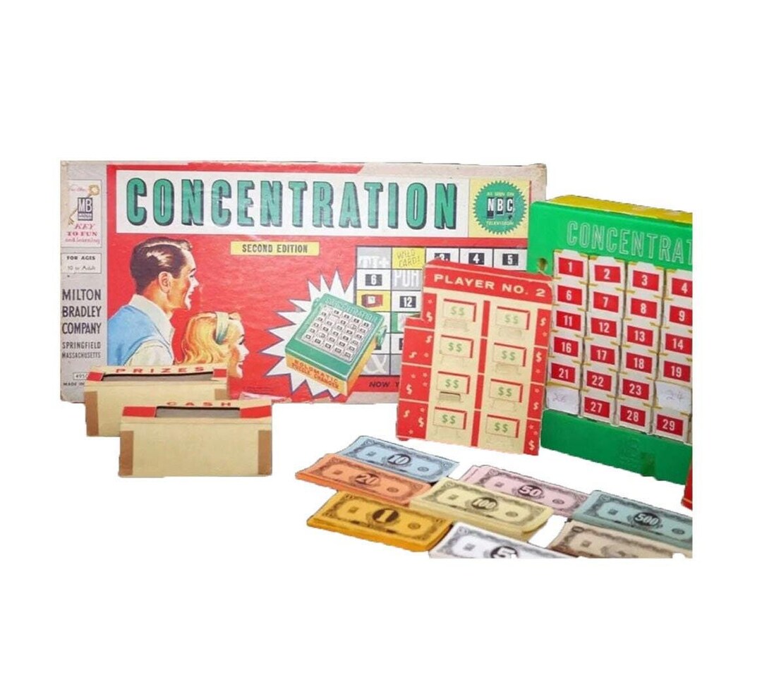 Vintage Concentration Board Game - 1959 Milton Bradley Edition ...