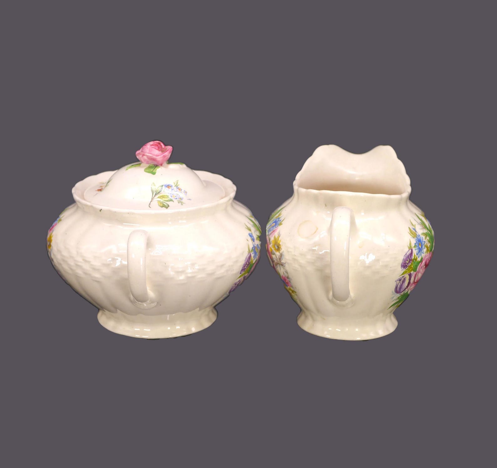 Vintage Simpsons Potters SIM18 Creamer and Covered Sugar Bowl Set Made ...