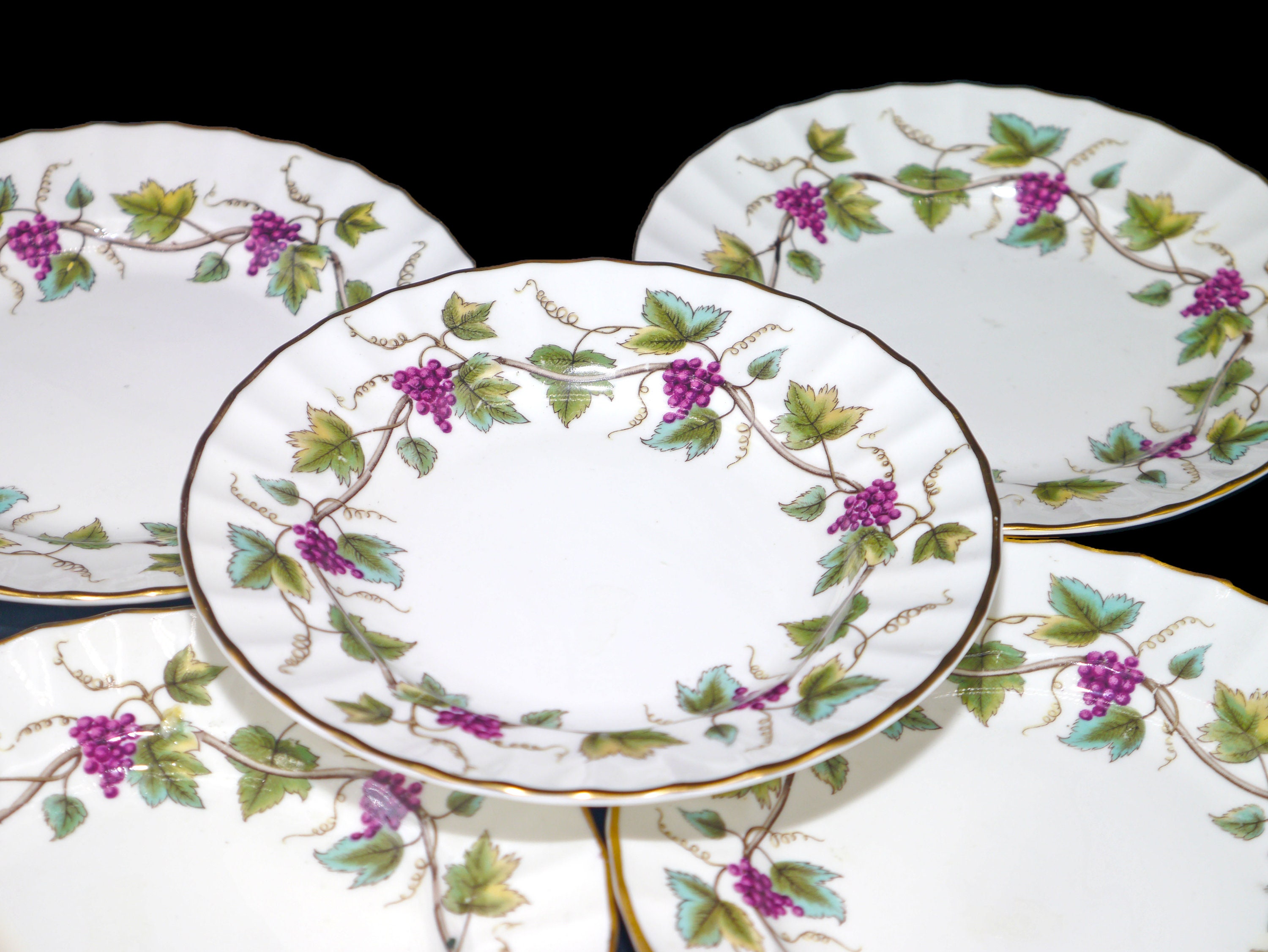 Five Royal Worcester Bacchanal White Z2822 bread plates. Bone china ...