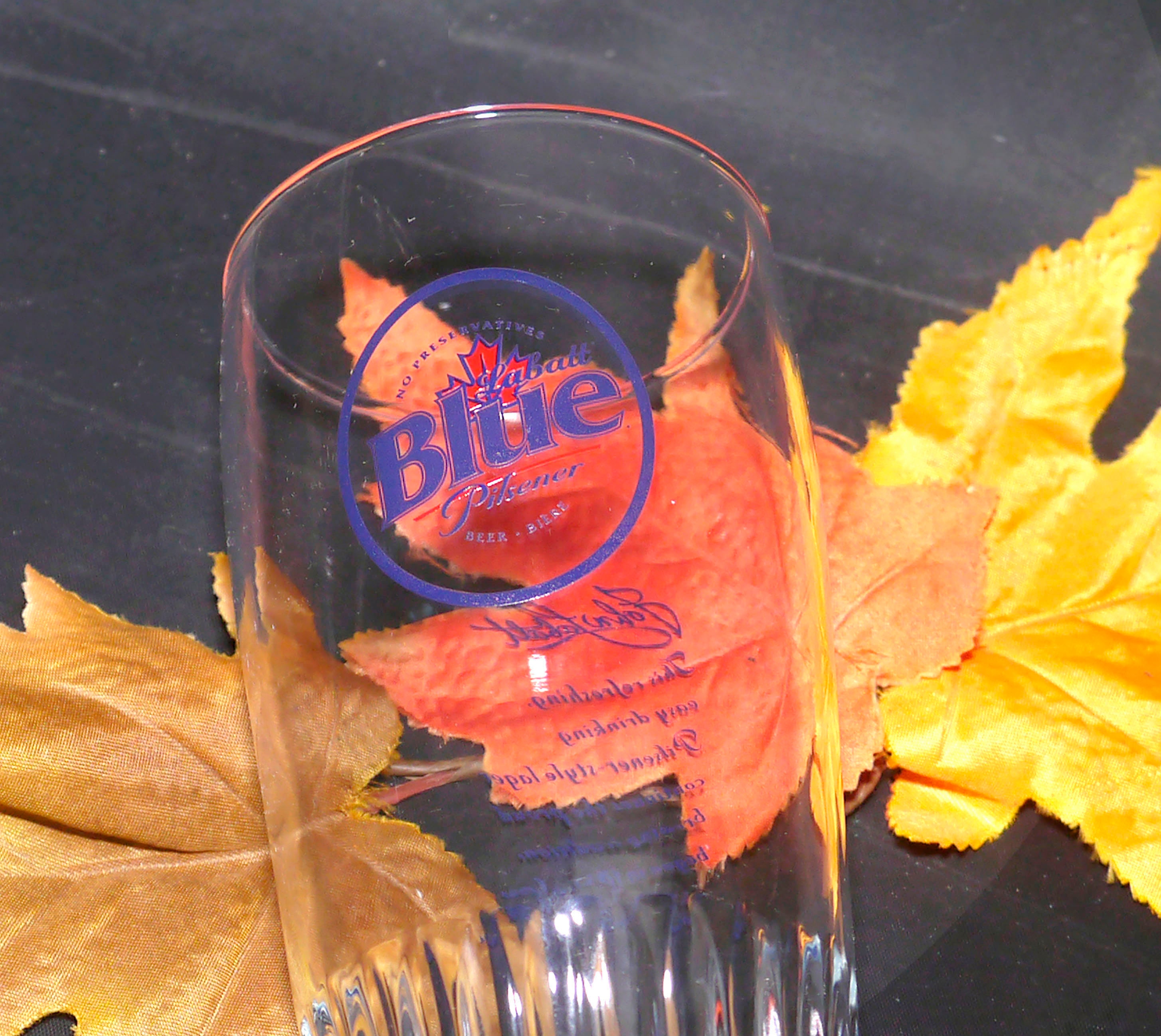 Labatt Blue John Labatt Signature pint glass. Etched-glass branding ...