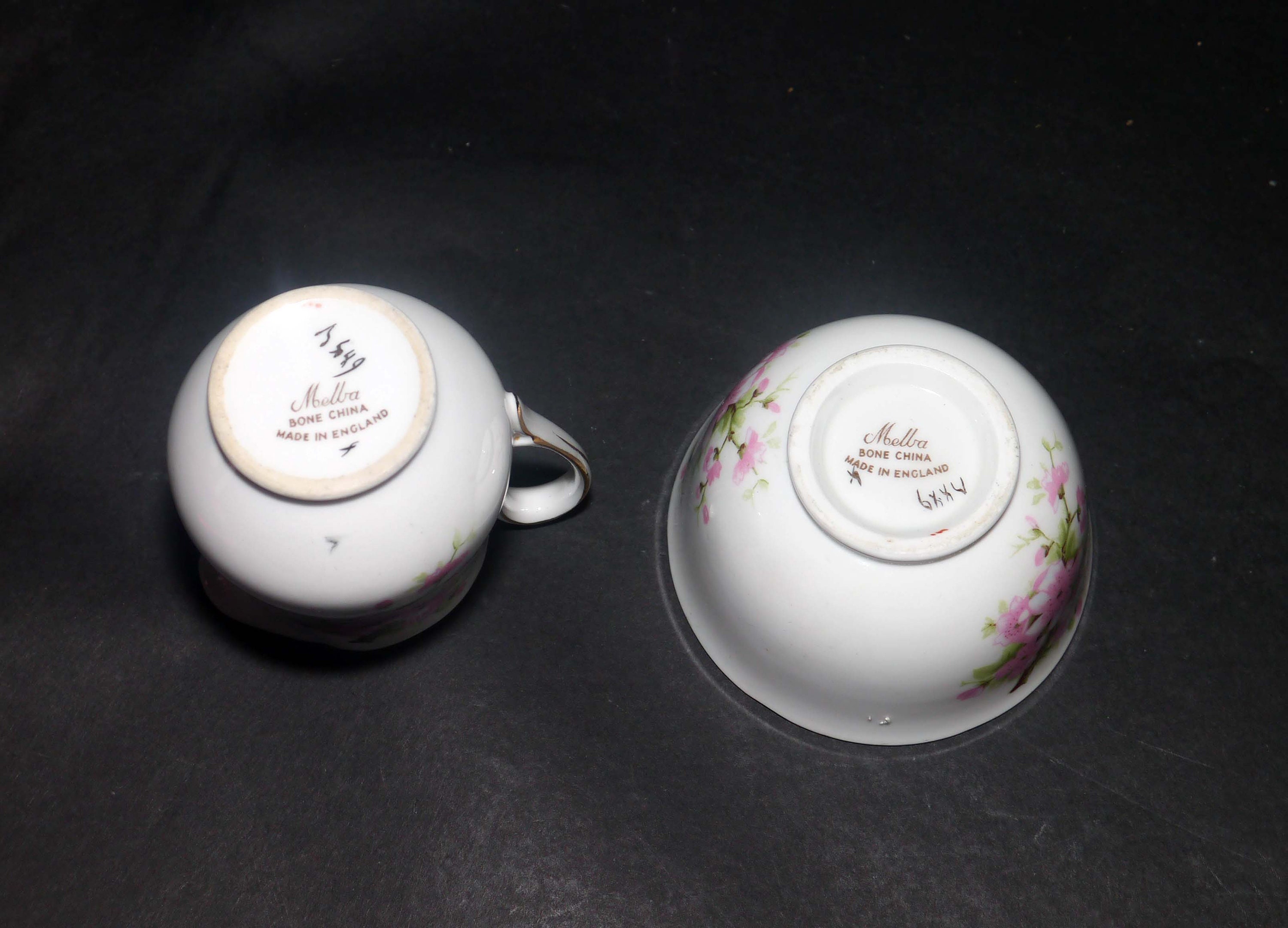 Melba Bone China creamer and open sugar bowl set made in England.