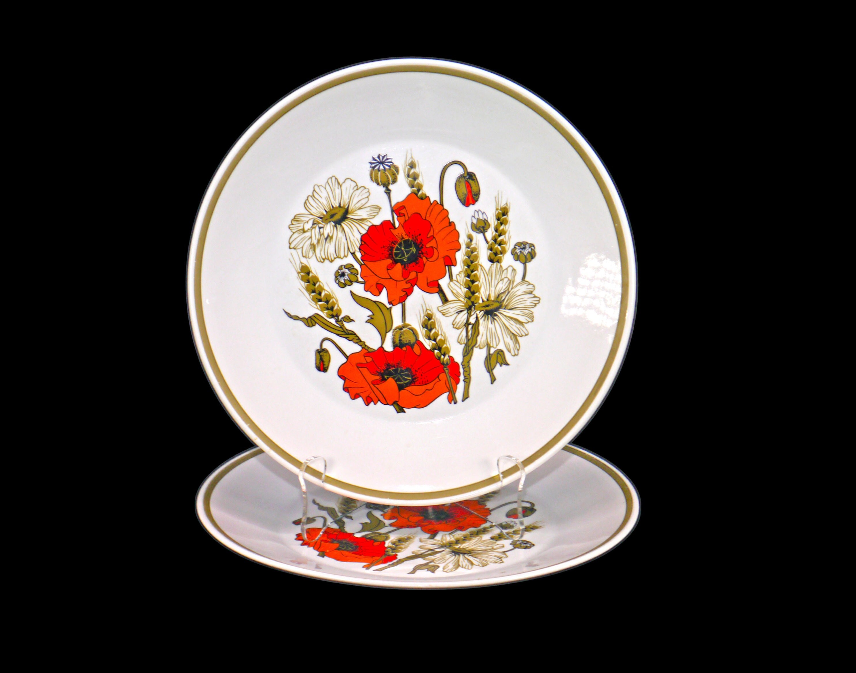 Pair of J&G Meakin Poppy dinner plates. Studio Line ironstone made in ...